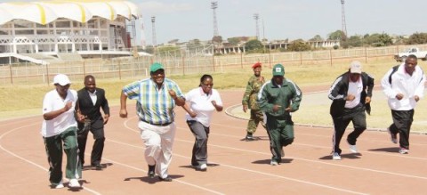left to right, Brigadier General Evelyn Mkakangoma, Minister of Defence ...