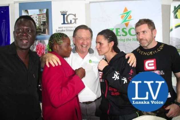 Boxer Esther Phiri and South Africa boxer Sandra Almeida at Best West ...